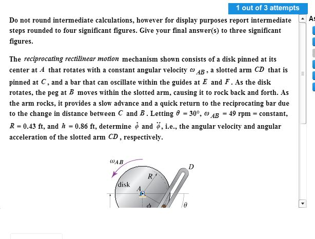 the reciprocating rectilinear motion mechanism shown | Chegg.com