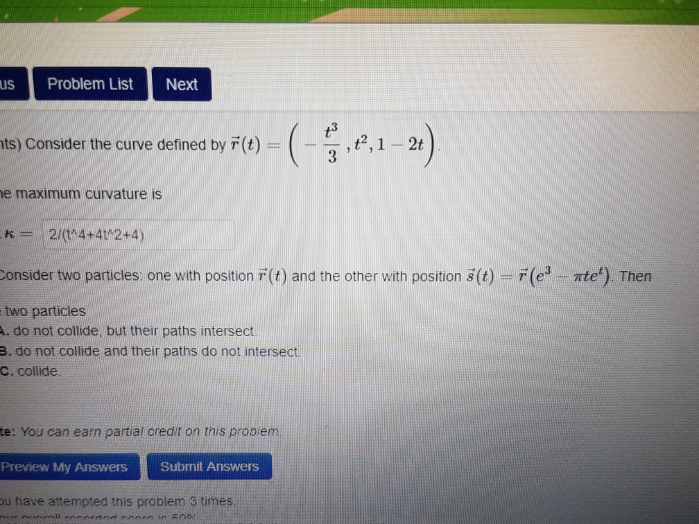 Solved W12: Problem 2 revious Problem List Next 2 points) If | Chegg.com