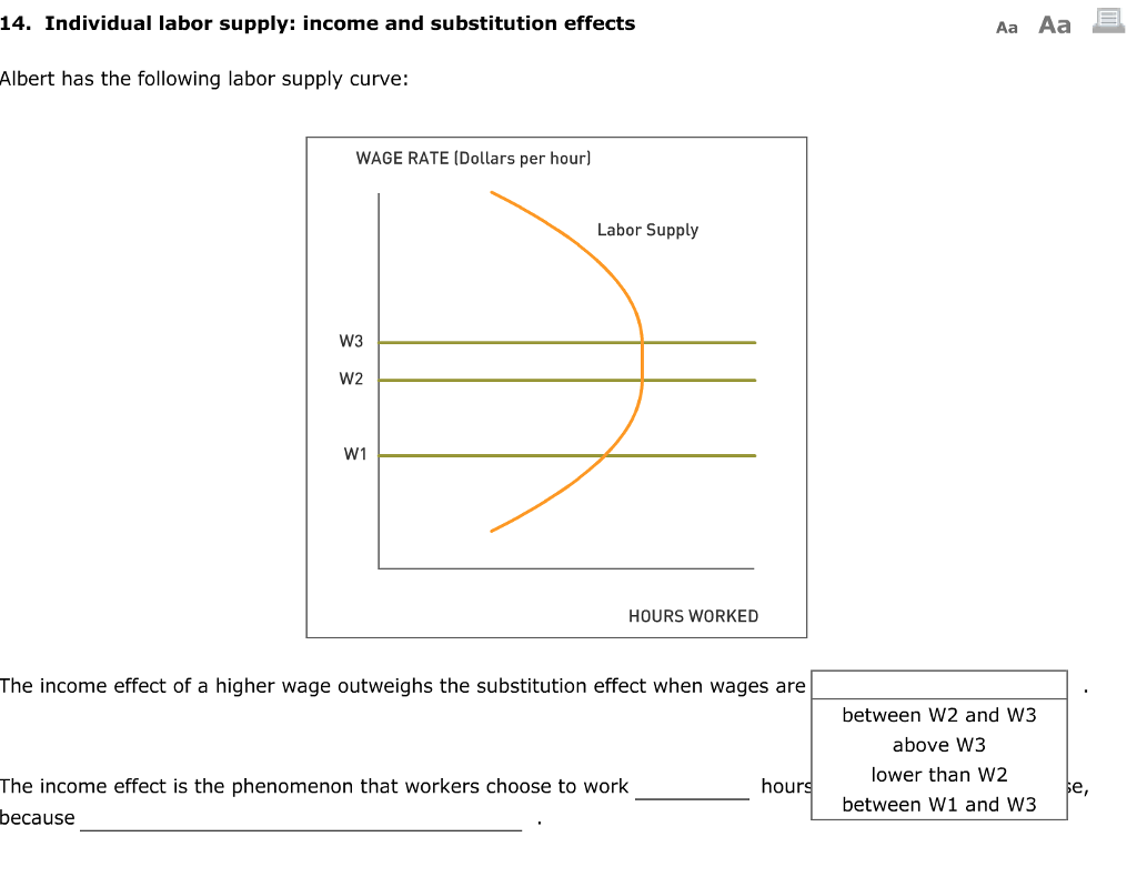 Solved Aa Aa E. 14. Individual labor supply: income and | Chegg.com