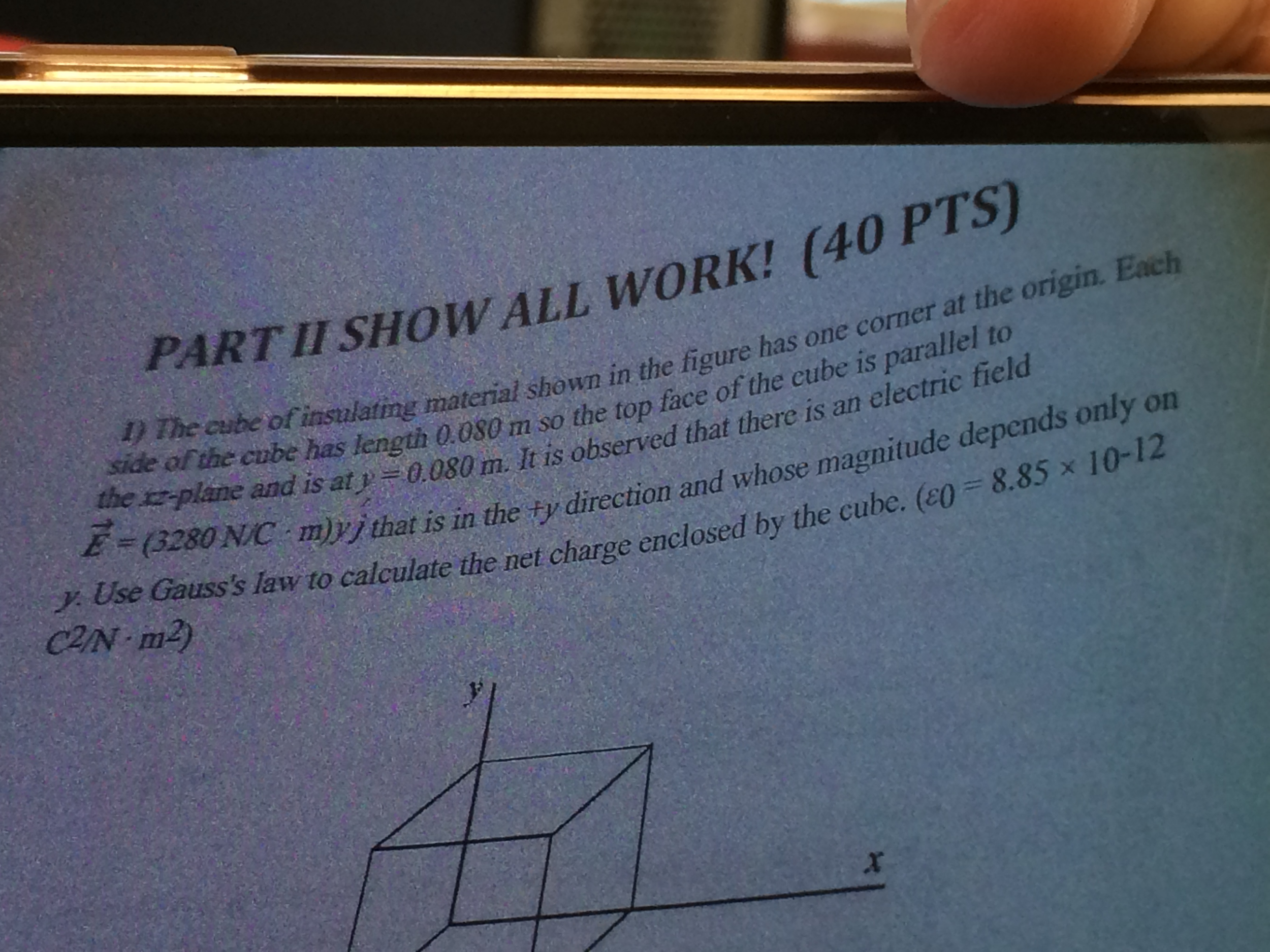Solved The cube of insulating material shown in the figure | Chegg.com