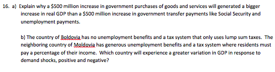 Solved Explain why a $500 million increase in government | Chegg.com