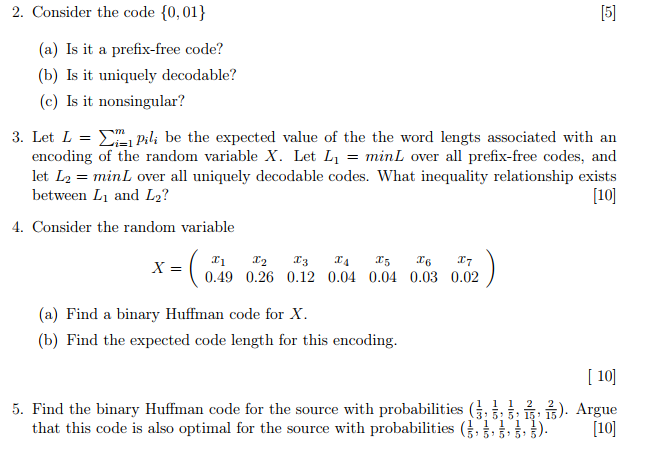 Solved 2. Consider the code 0,01 (a) Is it a prefix-free | Chegg.com