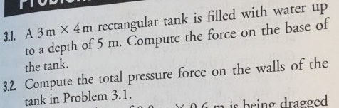 Solved A 3m times 4m rectangular tank is filled with water | Chegg.com