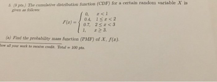 Solved The cumulative distribution function (CDF) for a | Chegg.com