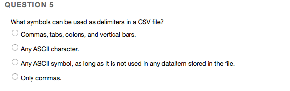 Solved QUESTION 4 What is the way to read a CSV file without | Chegg.com