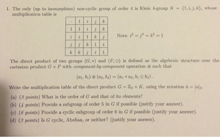 Solved The only (up to isomorphism) non-cyclic group of | Chegg.com