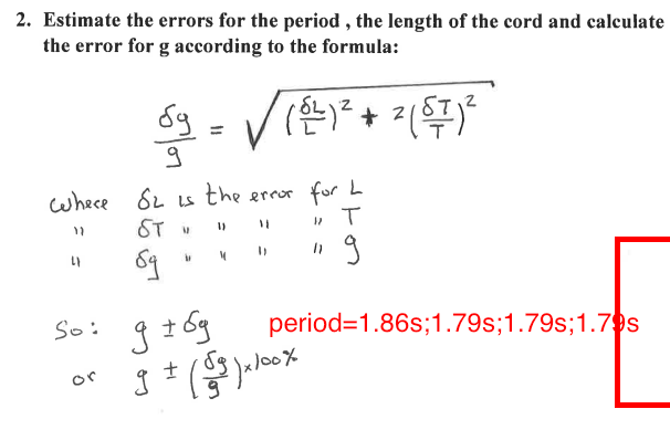 2 Estimate The Errors For The Period The Length Of