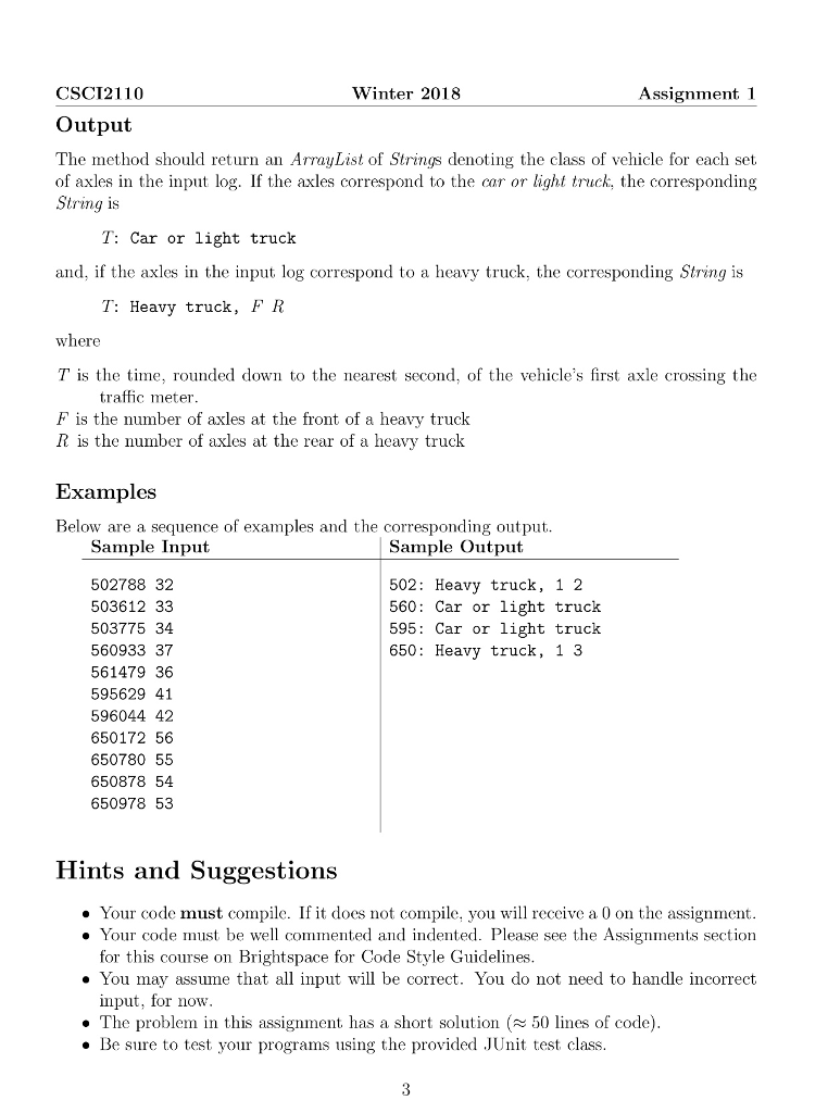 Solved Problem: Analyzing Data from a Road Traffic Meter To | Chegg.com