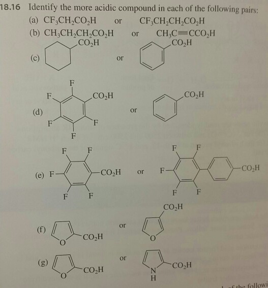 Solved Identify the more acidic compound in each of the | Chegg.com
