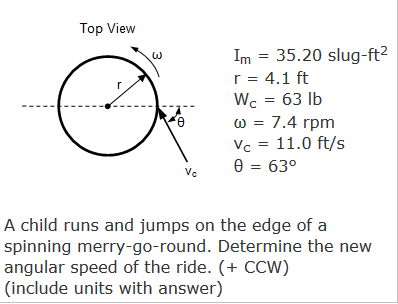 Solved Im = 35.20 slug-ft^2 r=4.1 ft WC = 63 lb w=7.4 rpm VC | Chegg.com
