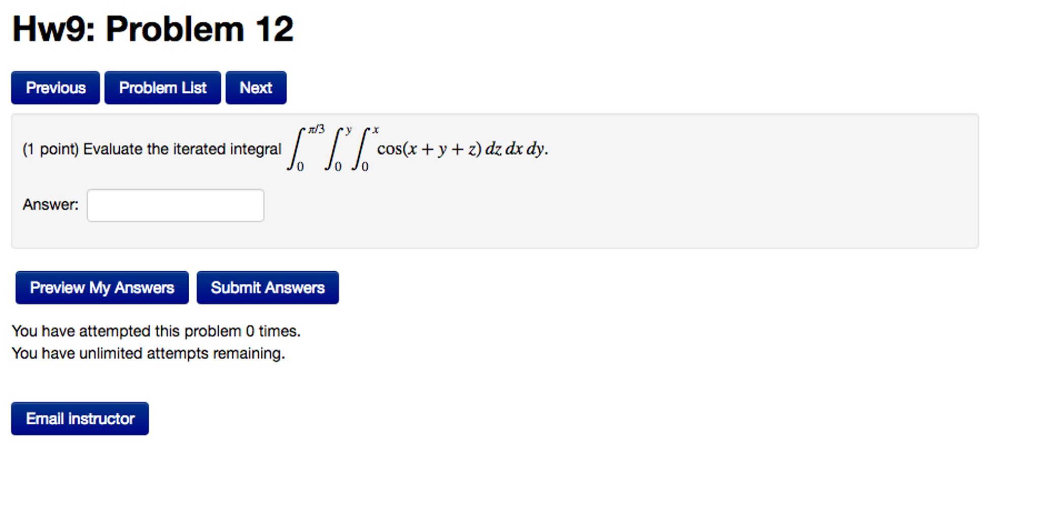 Solved Evaluate The Iterated Integral Integral 0 Pi 3