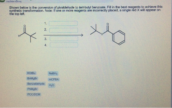 Solved Shown below is the conversion of pivaldehyde to | Chegg.com