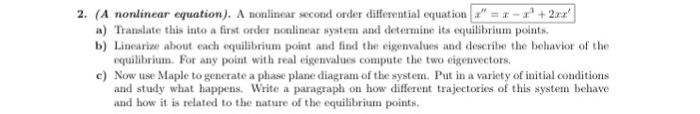 Solved A nonlinear second order differential equation | Chegg.com