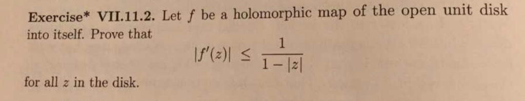 Solved Exercise* VII.11.2. Let f be a holomorphic map of the | Chegg.com