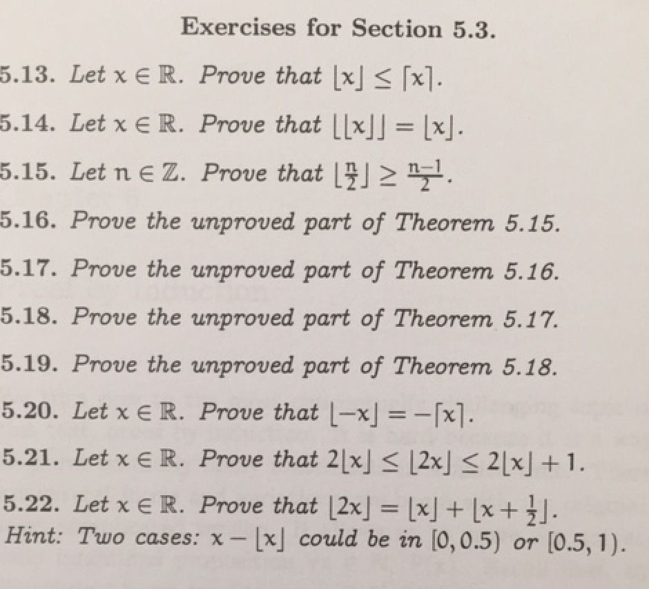 Solved Exercises for Section 5.3. 5.13. Let xe R. Prove that | Chegg.com