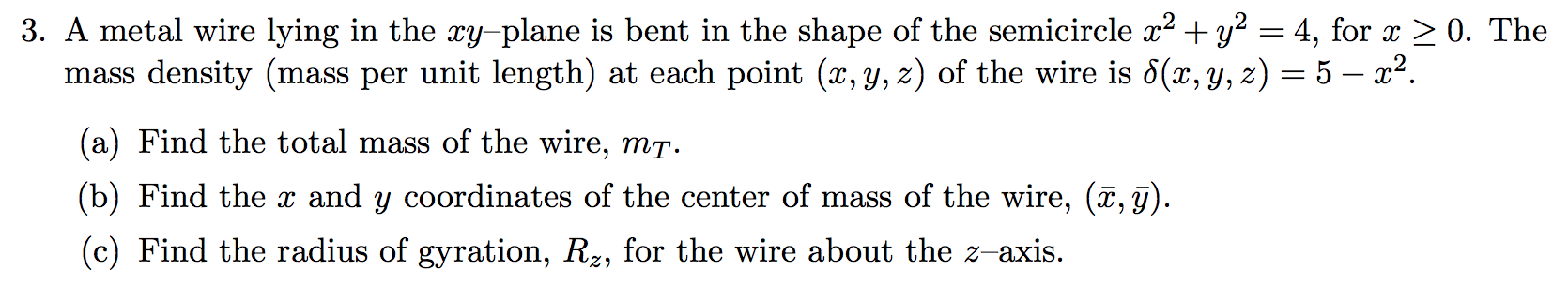 Solved A metal wire lying in the zy-plane is bent in the | Chegg.com