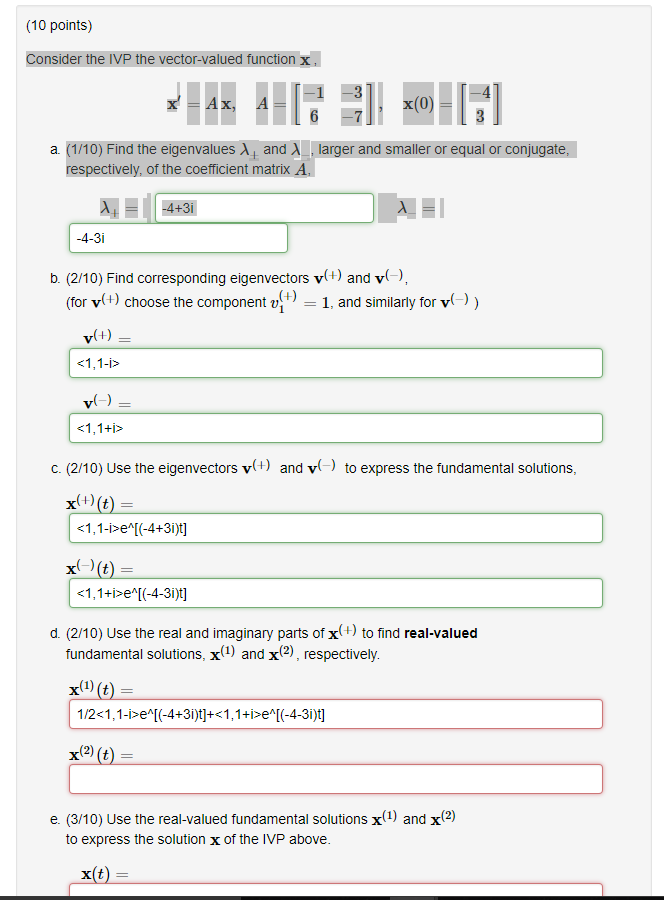 Solved (10 points) Consider the IVP the vector-valued | Chegg.com