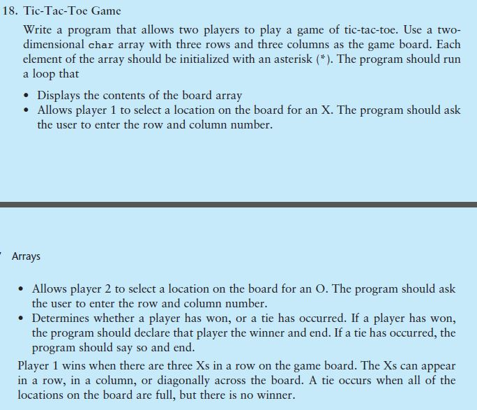 Solved 18. Tic-Tac-Toe Game Write a program that allows two | Chegg.com