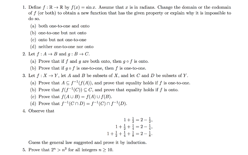 Solved Define f: R rightarrow R by f(x) = sin x. Assume that | Chegg.com