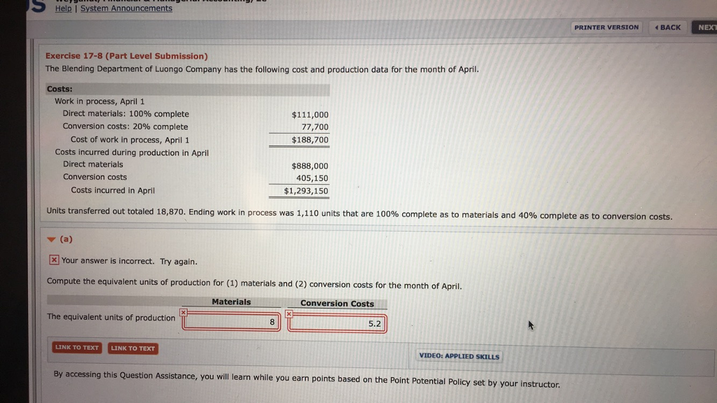 Solved Help I System Announcements PRINTER VERSION BACK NEXT | Chegg.com