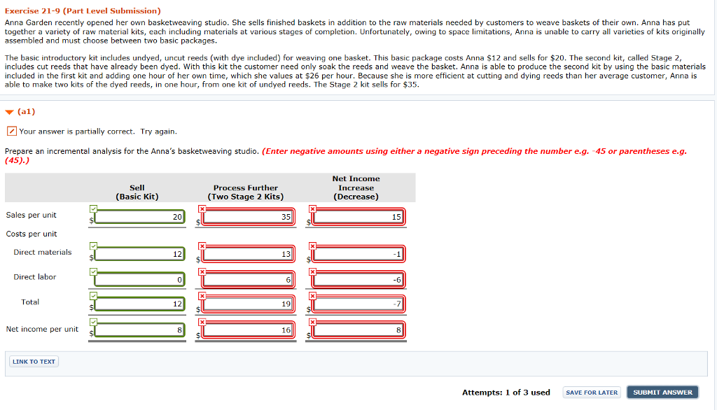 Solved Exercise 21-9 (Part Level Submission) Anna Garden | Chegg.com