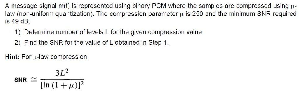 Solved A message signal m(t) is represented using binary PCM | Chegg.com
