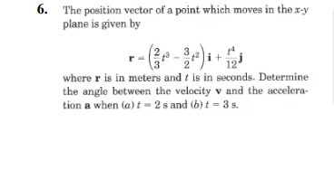 Solved 6. The position vector of a point which moves in | Chegg.com