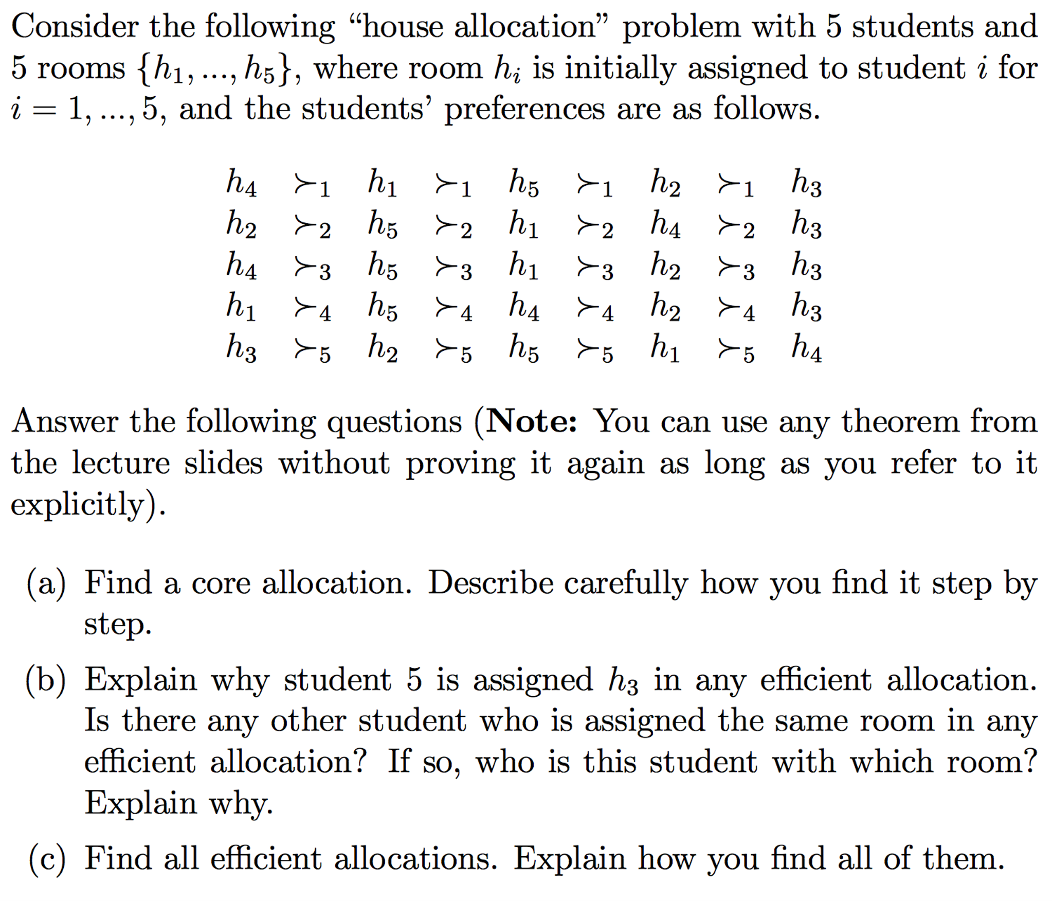 Solved Consider the following "house allocation" problem | Chegg.com