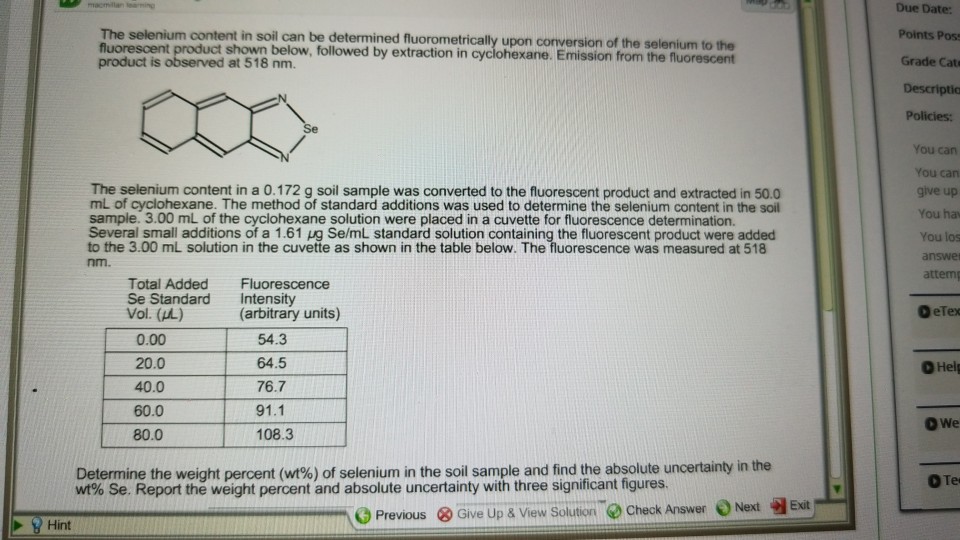 Solved Due Date: Points Poss Grade Cat Descriptio Policies | Chegg.com