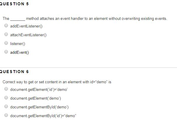 Solved QUESTION 1 Once we have an element in code (using | Chegg.com
