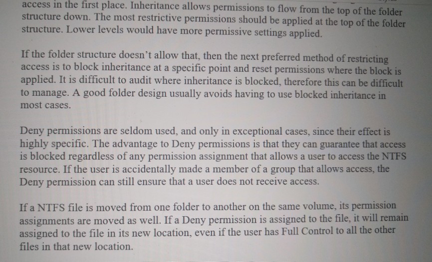 Solved 1. A group currently has the NTFS Read and Modify | Chegg.com