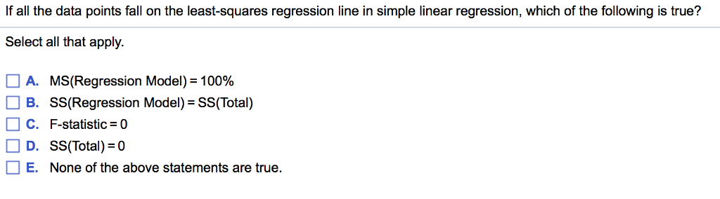 Solved If all the data points fall on the least-squares | Chegg.com