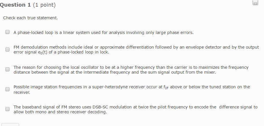 Solved Question 1 (1 point) Check each true statement. A | Chegg.com