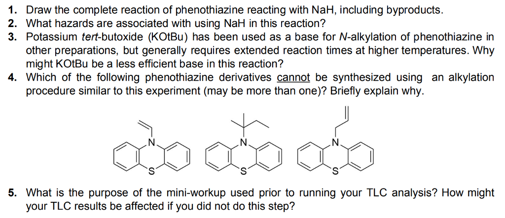 Solved 1. Draw the complete reaction of phenothiazine | Chegg.com