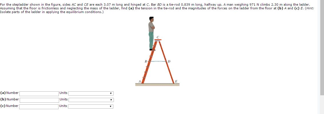 Solved For the stepladder shown in the figure, sides AC and | Chegg.com