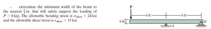 Solved Determine the minimum width of the beam to the | Chegg.com