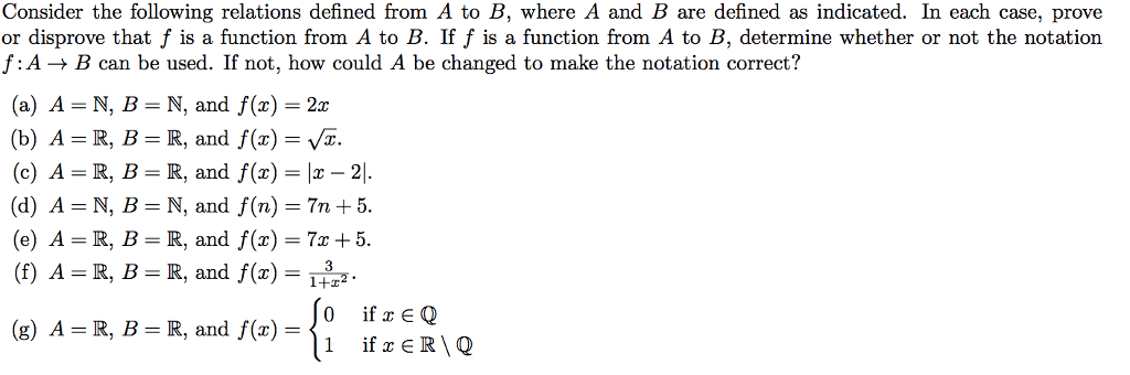 Solved Consider the following relations defined from A to B, | Chegg.com