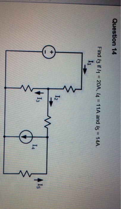 Solved Find I3 if I1=20A, I4=11A and I5=14A. | Chegg.com