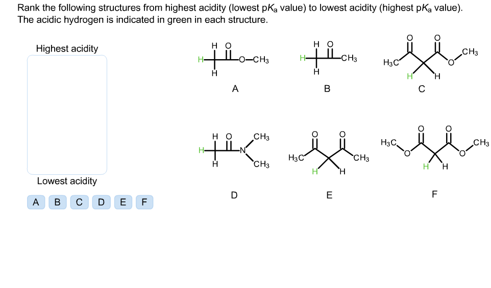 Solved Rank the following structures from highest acidity | Chegg.com