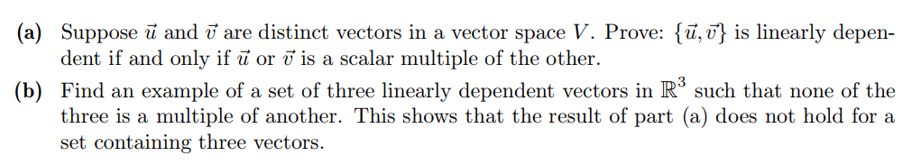 Solved (a) Suppose u and → are distinct vectors in a vector | Chegg.com
