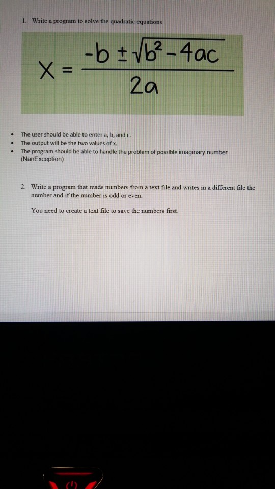 Solved 1. Write a program to solve the quadratic equations | Chegg.com