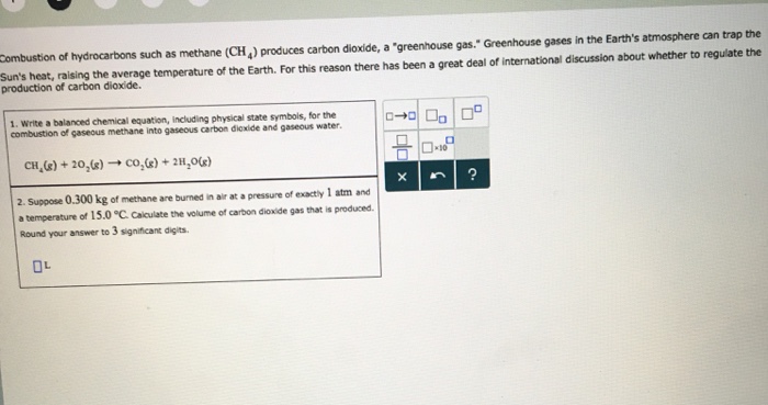 Solved Combustion of hydrocarbons such as methane (CH_4) | Chegg.com