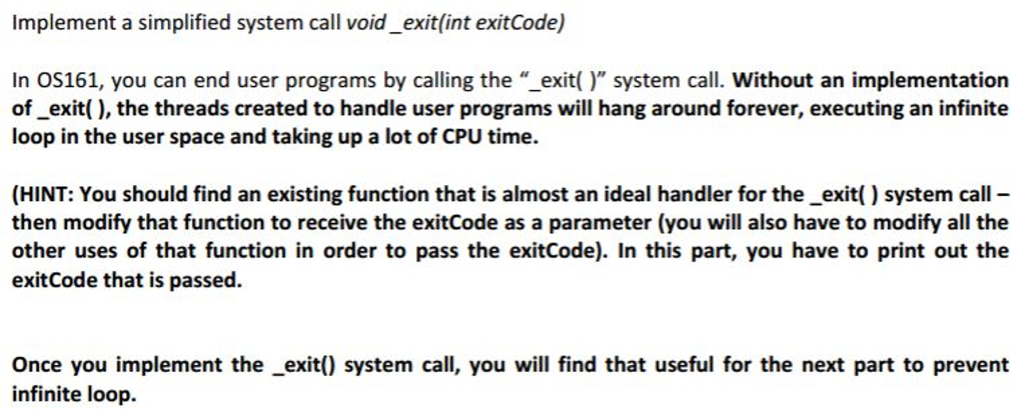 My Operating Systems class is currently using OS161 | Chegg.com