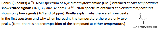 Solved A 13C NMR spectrum of N,N-dimethylformamide (DMF) | Chegg.com