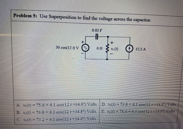 Solved Use Superposition to find the voltage across the | Chegg.com