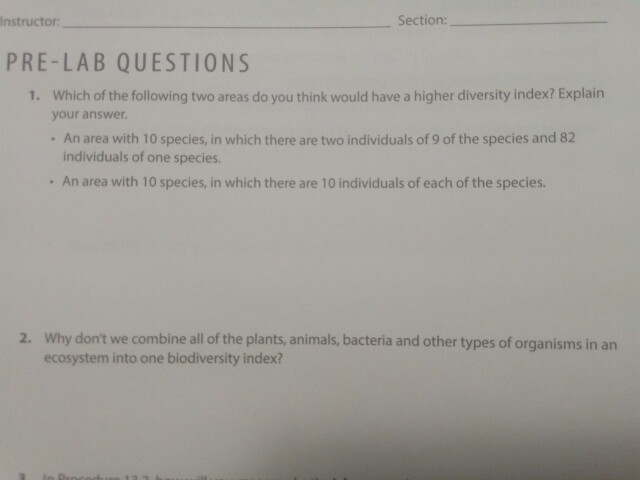 Instructor Section: PRE-LAB QUESTIONS Which of the | Chegg.com