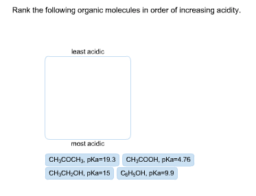 Solved Rank the following organic molecules In order of | Chegg.com
