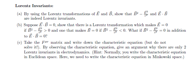 Solved (a) By using the Lorentz transformations of E vector | Chegg.com