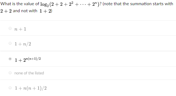 Solved What is the value of log2 (2+2+222")? (note that the | Chegg.com
