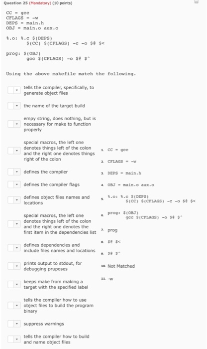 Solved CC= gcc CFLAGS = -w DEPS = main.h OBJ = main.O aux. | Chegg.com
